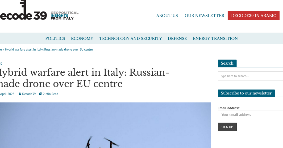 ITALY: Russian Drone detected spying on EU Joint Research Center in ...