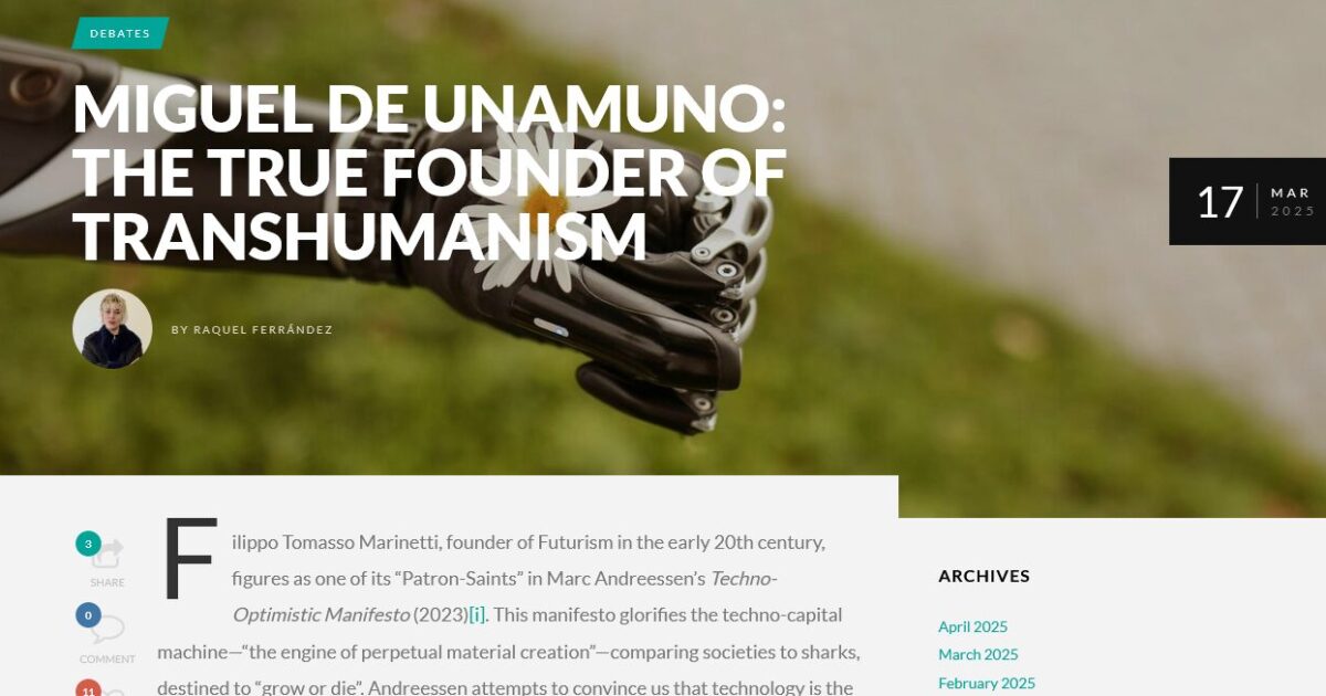 Unamuno, the Satirist, is the true founder of “Transhumanism” | From Rome