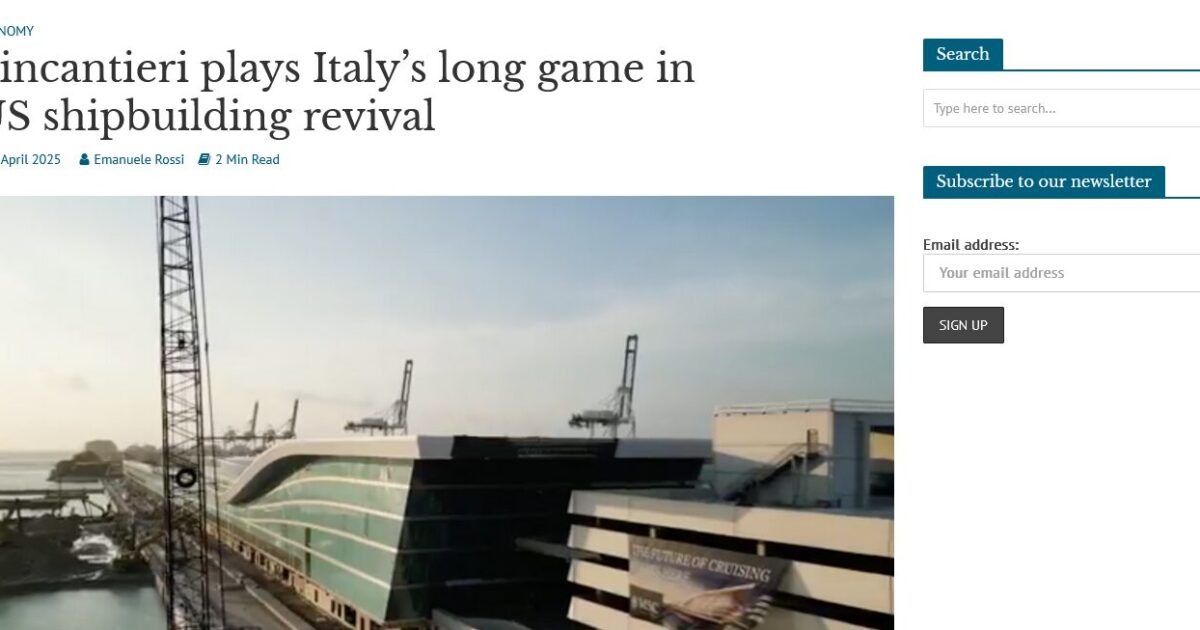 Fincantieri, the Italian company which runs shipyards, repair yards ...