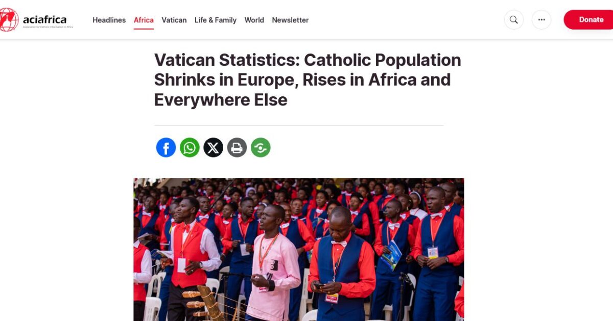 AFRICA to outpace Europe for numbers of Catholics by 2026 A. D. | From Rome