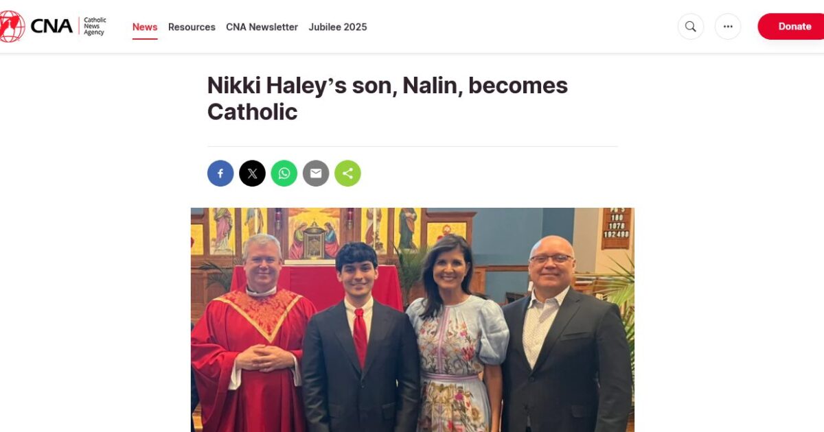 USA: Nikki Haley’s son, Nalin, becomes a Catholic | From Rome
