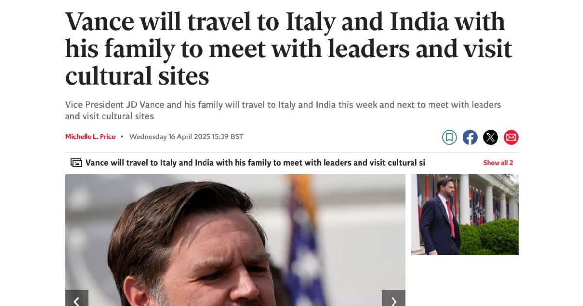 J.D. Vance, U.S. Vice-President, to attend Easter Mass at Vatican ...