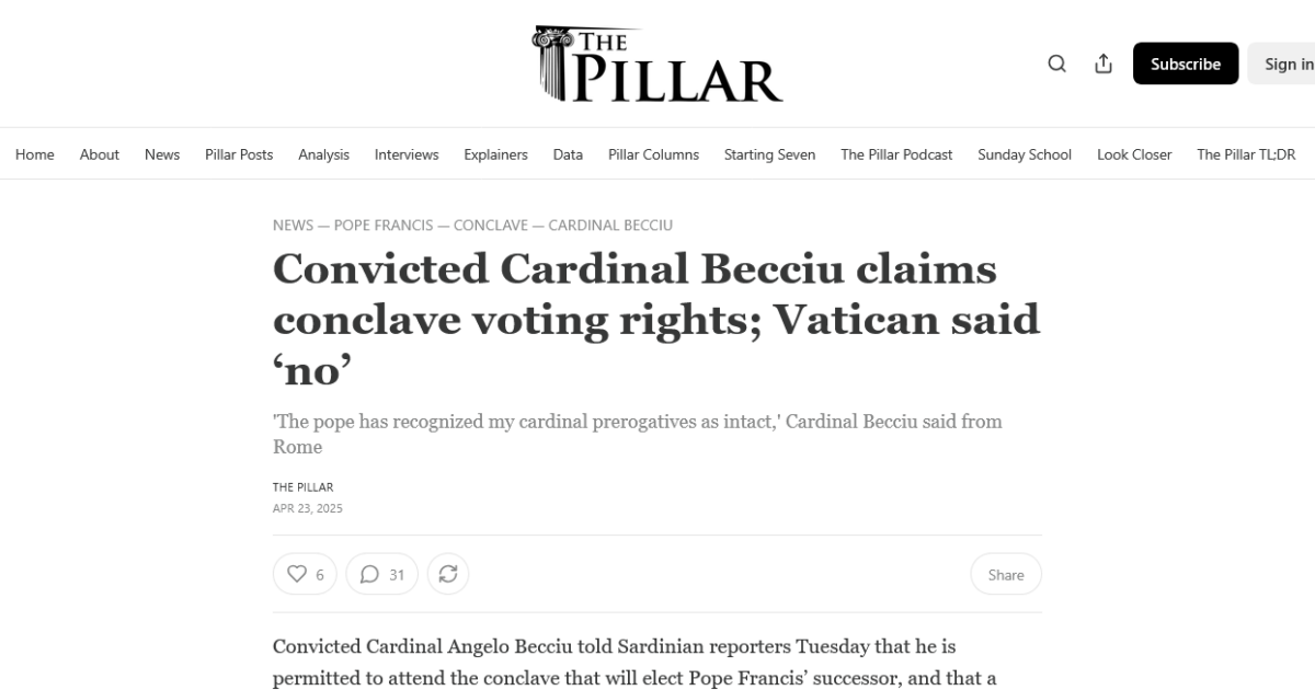 Cardinal Becciu claims right to attend Conclave | From Rome