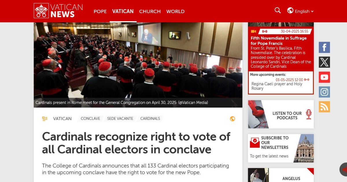 Can 133 Cardinal Electors participate in a Conclave? | From Rome