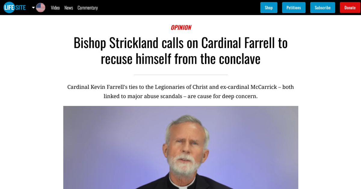Bishop Strickland calls on Cardinal Farrel to recuse himself from the ...