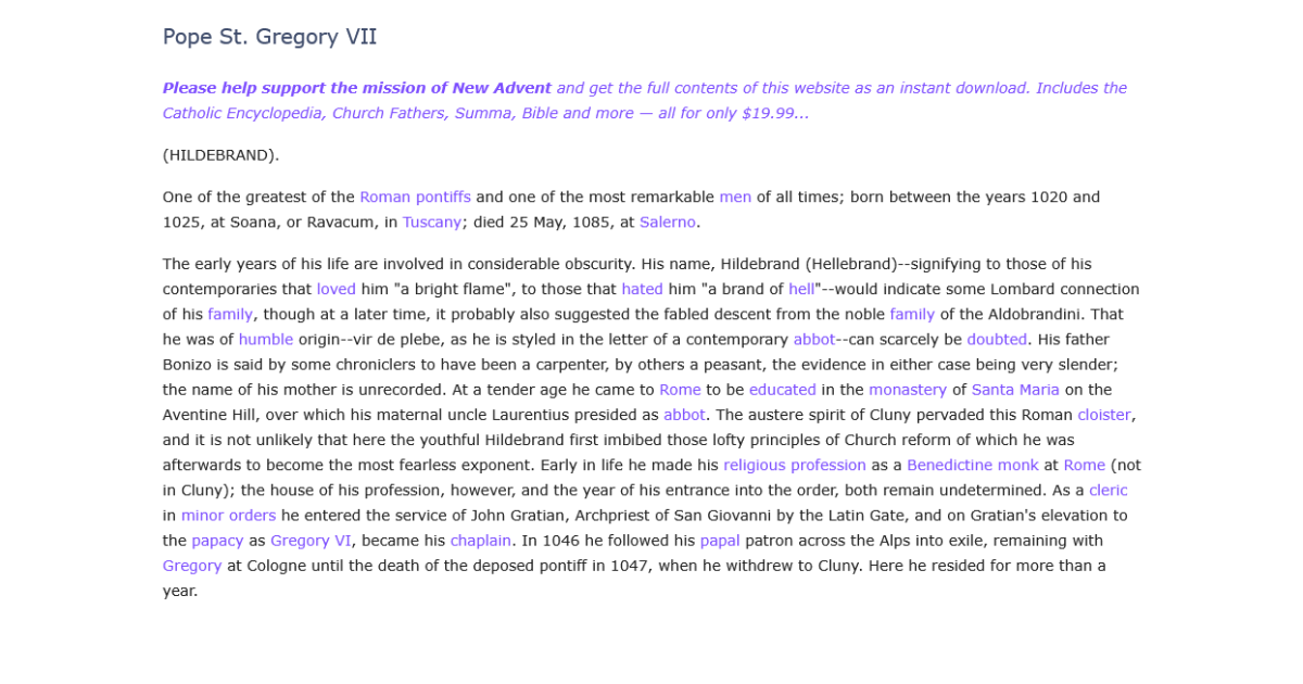 Today is the 952nd Anniversary of the Enthronement of Pope St. Gregory ...