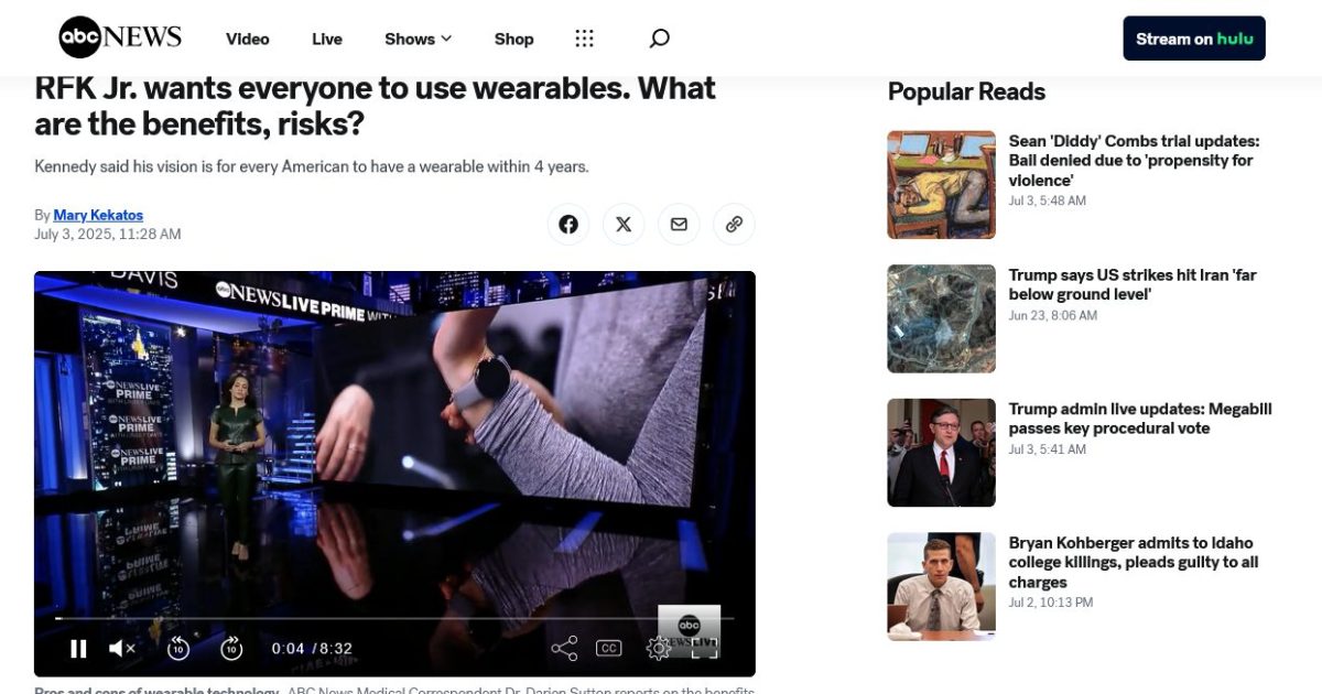 RFK Jr. wants every US Resident to wear a Health Monitoring Device ...