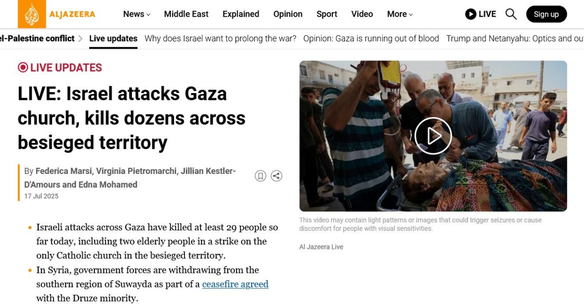 HOLY LAND: IDF Bombs only Catholic Church in Gaza, killing 2 | From Rome
