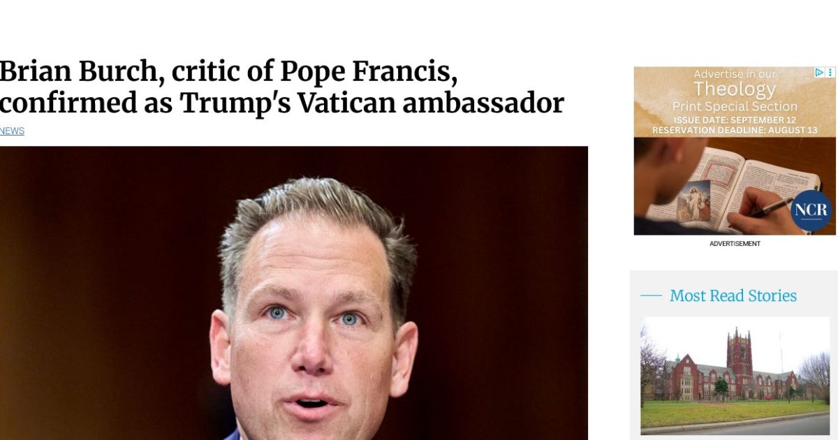 U.S. Senate approves Brian Burch as U.S. Ambassador to the Vatican ...