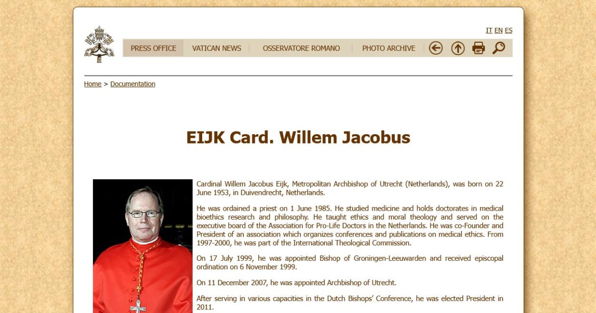 Cardinal Eijk is deeply confused about what it means to be Catholic ...