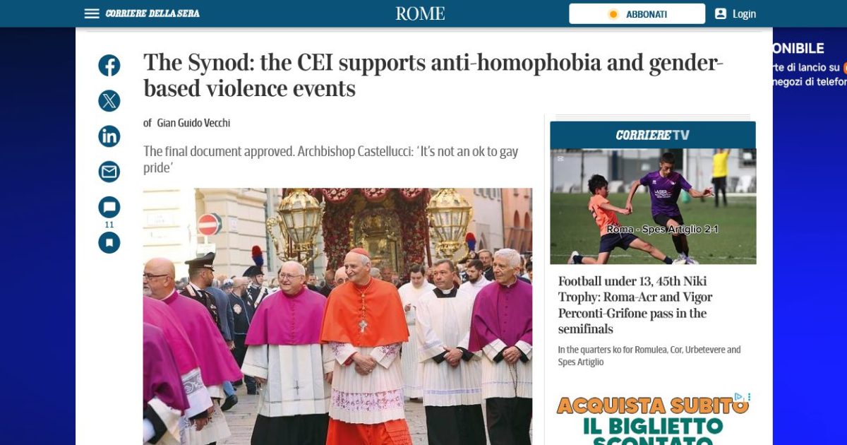 Italian Bishops’ Conference Wants sodomites next to your kids at Church ...