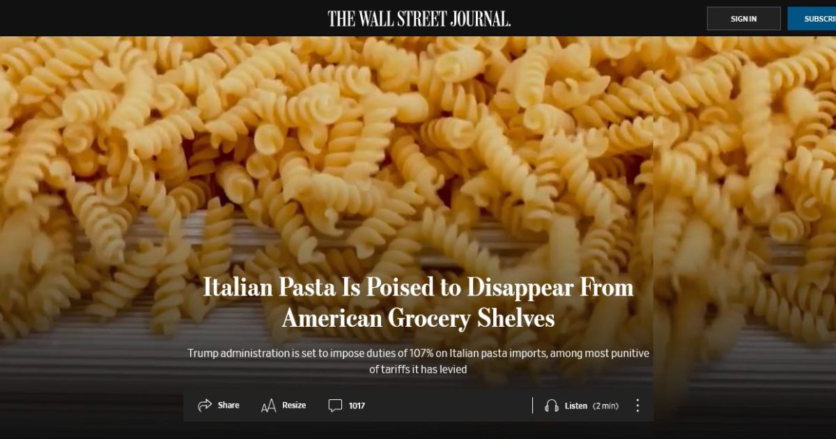 Italian Pasta Brands to pull from U.S. Market by January, 2026? | From Rome